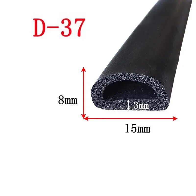Самостоятельная уплотнительная лента D-образная черная 1/3/5 м D-37, 3 meter
