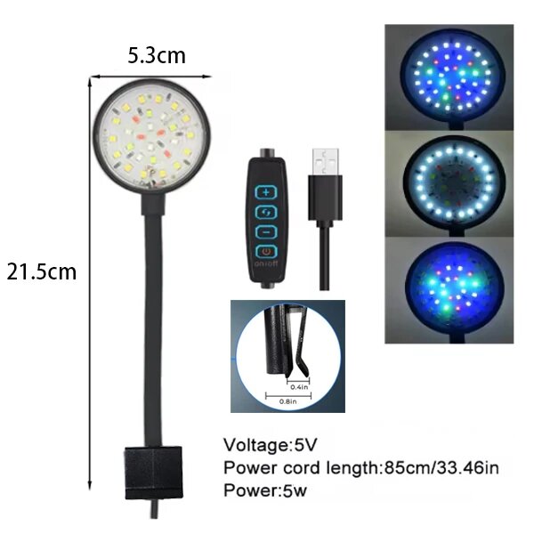 USB 5 В аквариумная светодиодная лампа, светильник для аквариума, декор, водные растения, несколько режимов, регулируемая яркость, полный спектр, мини-светильник с клипсой