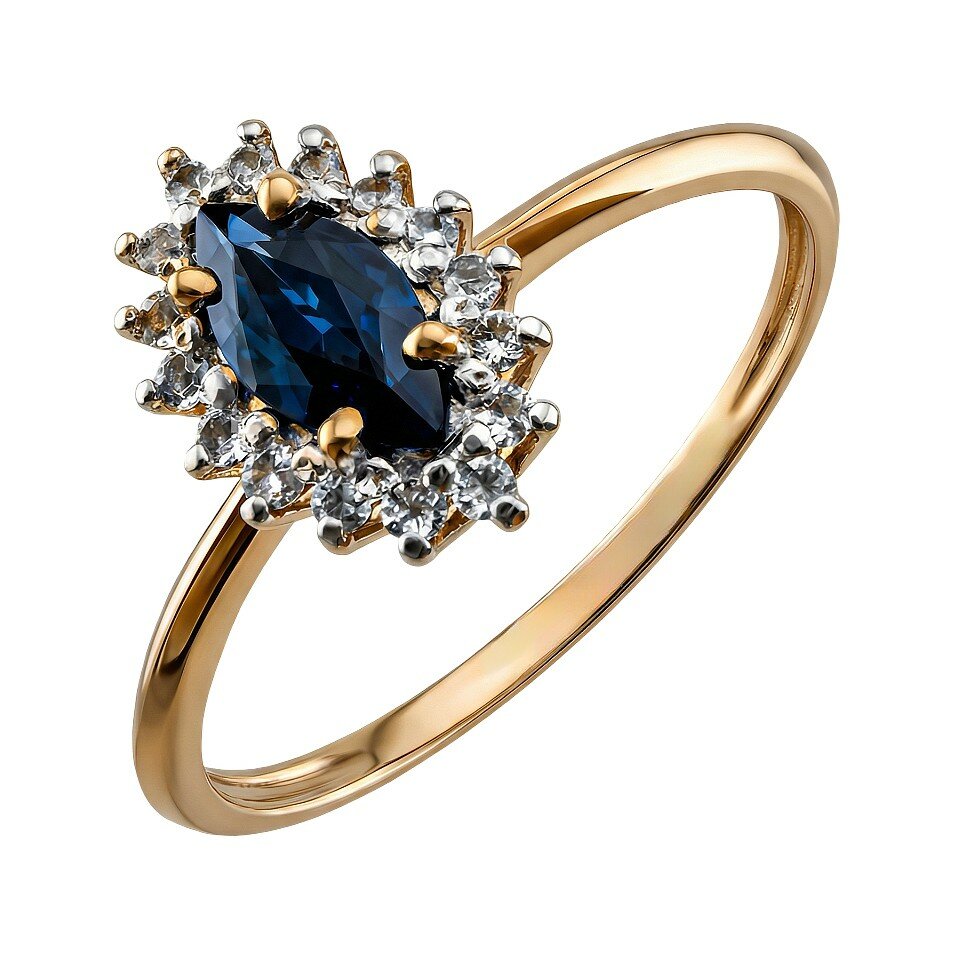 Кольцо, красное золото, 585 проба, сапфир