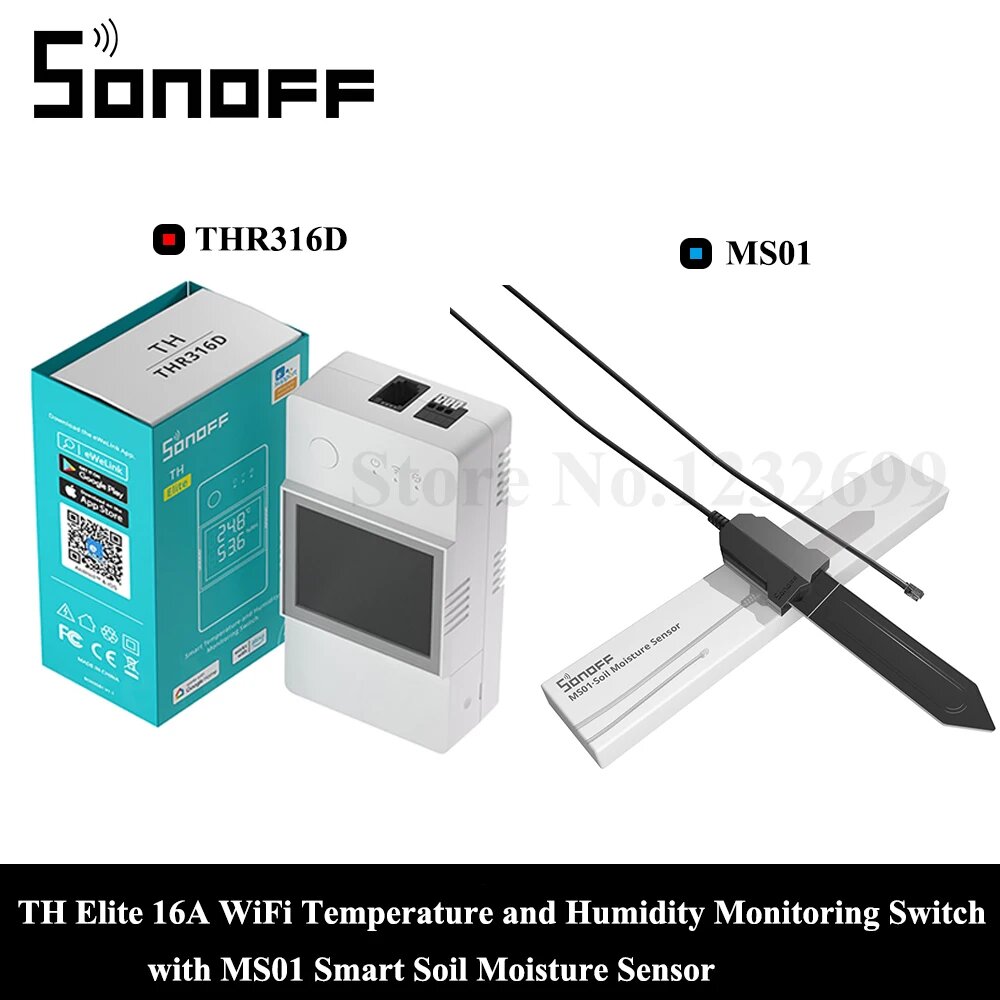 SONOFF TH Elite 16A Wi-Fi Switch + MS01 Soil Moisture Sensor