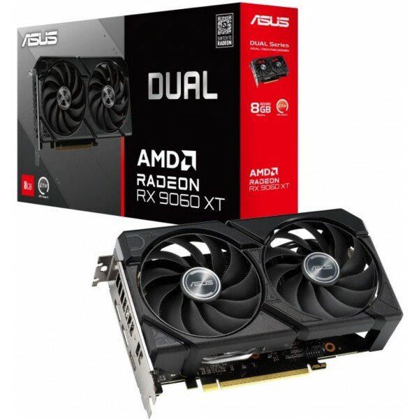 Видеокарта ASUS AMD Radeon RX 9060 XT Dual, 8 GB GDDR6, 128 bit, 2xDisplayPort, HDMI, GPU 2530 MHz