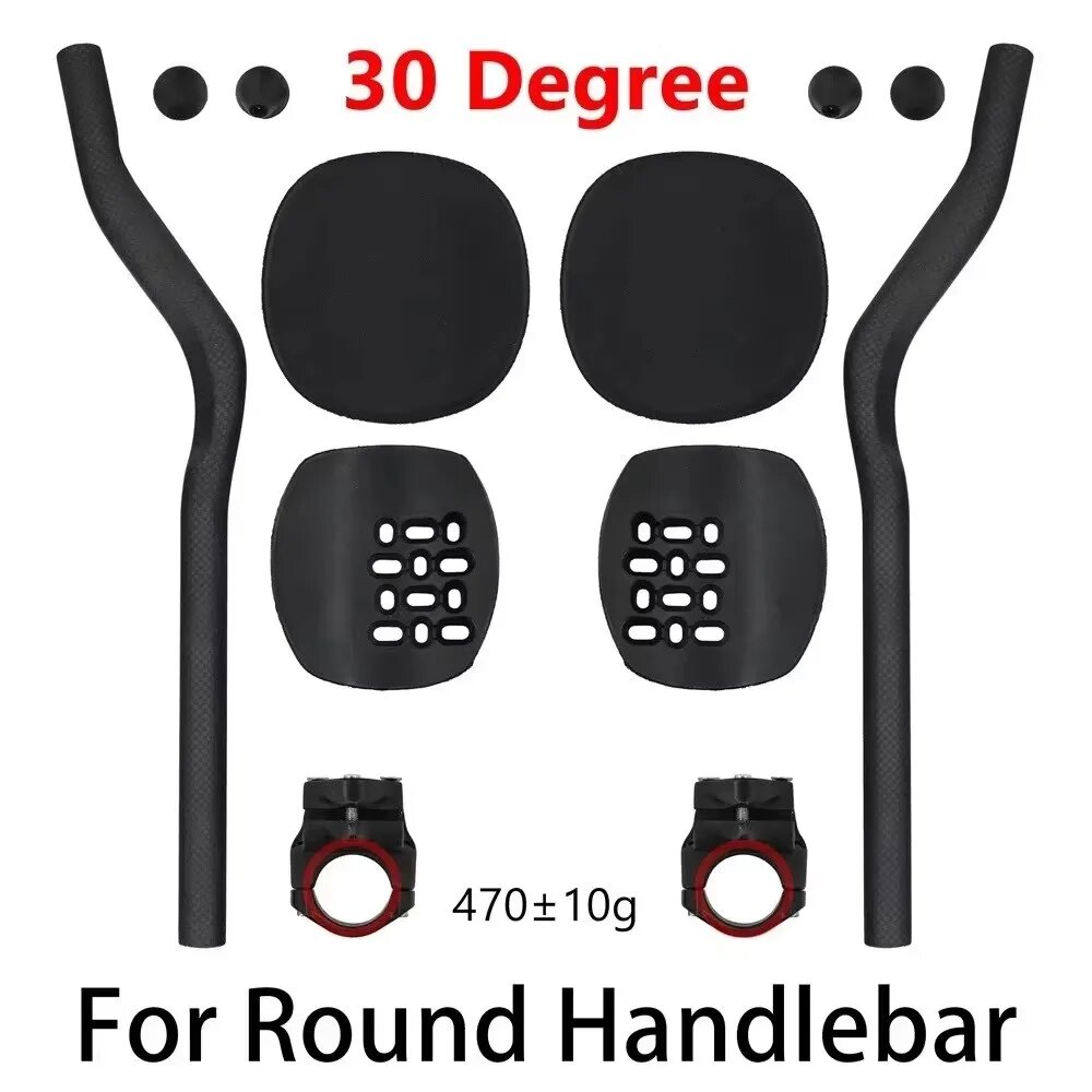 Руль и удлинители для аэробаров из углеродного волокна 3K, черный round 30degree