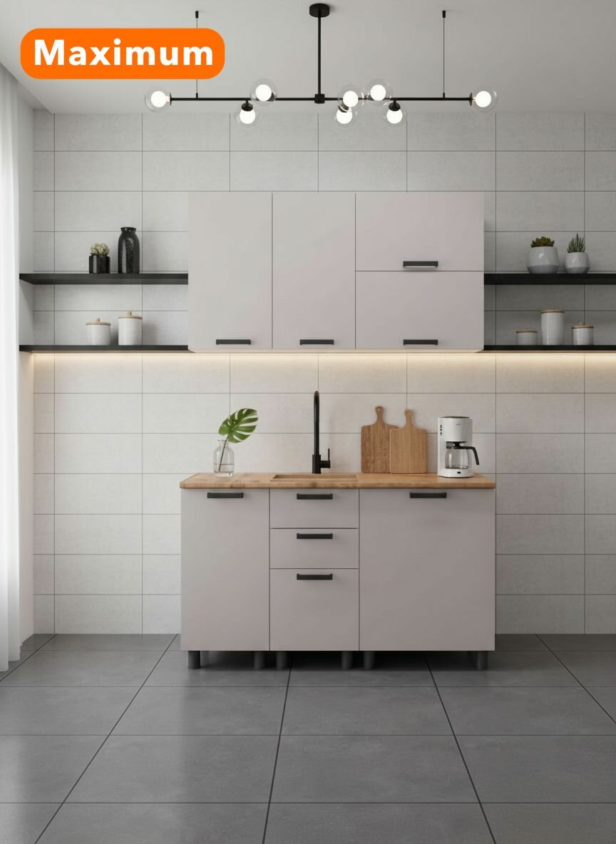 Кухня "Осака" 1,4м, бежевый