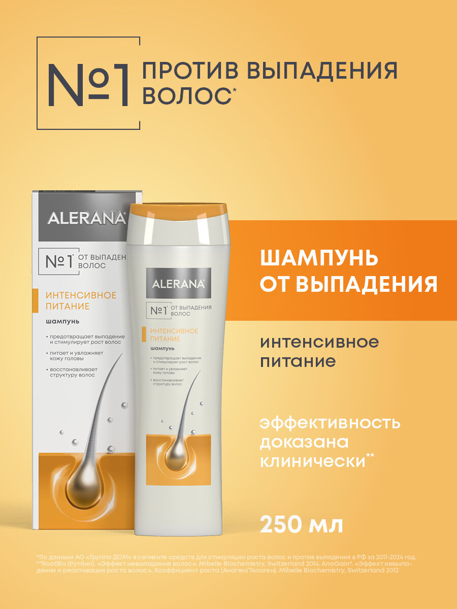 Шампунь питательный от выпадения Алерана, для роста волос, 250 мл