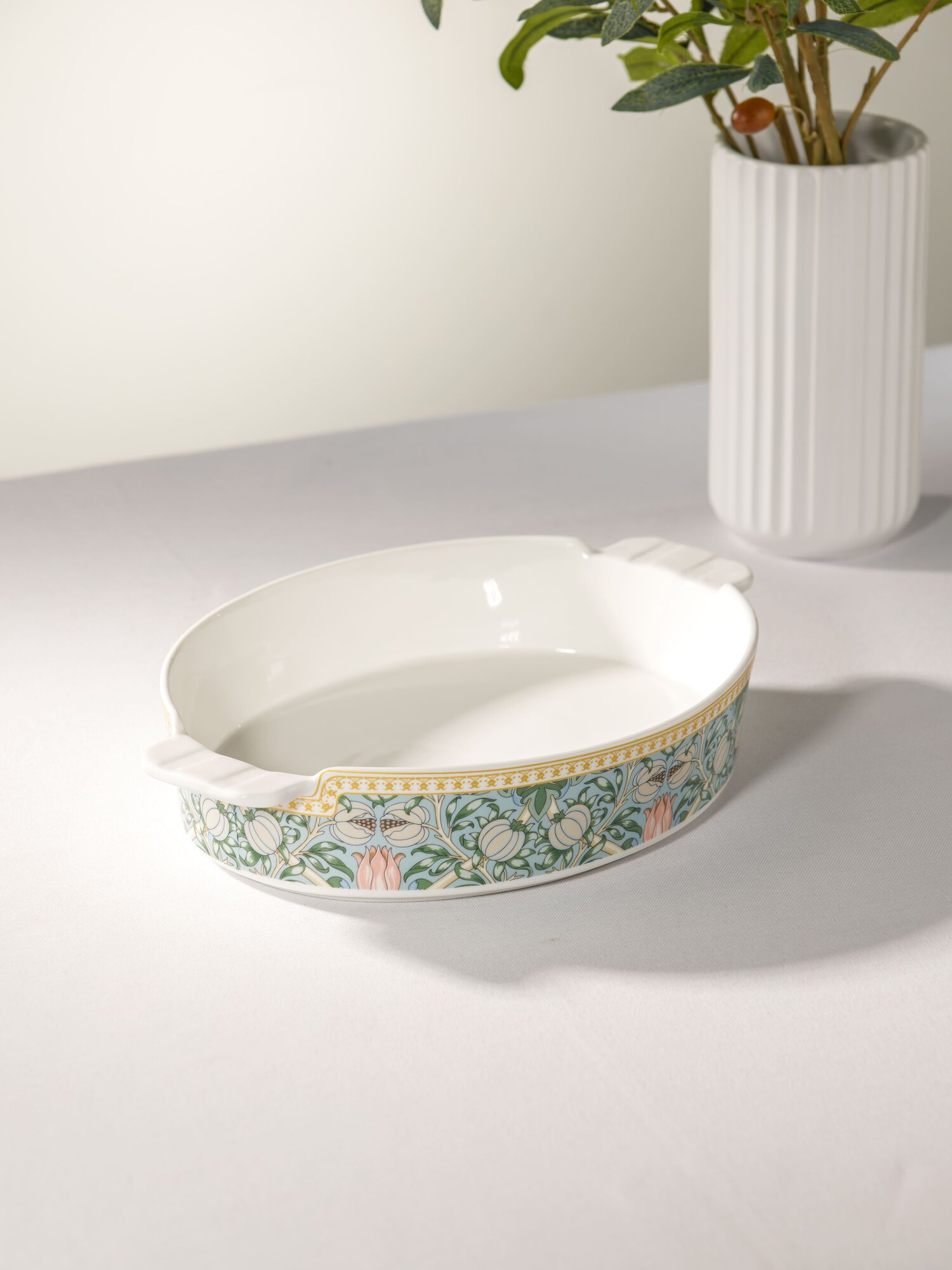 Блюдо сервировочное большое FIORETTA "FLOWERS" 30 х 20,7 см, фарфоровая шубница