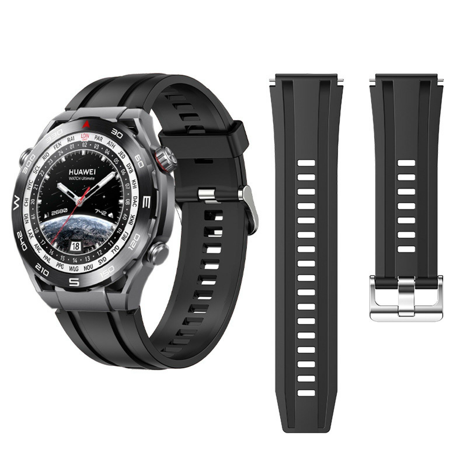 Силиконовый гипоаллергенный ремешок MyPads Hypo для Huawei Watch Ultimate с быстрой заменой, черный