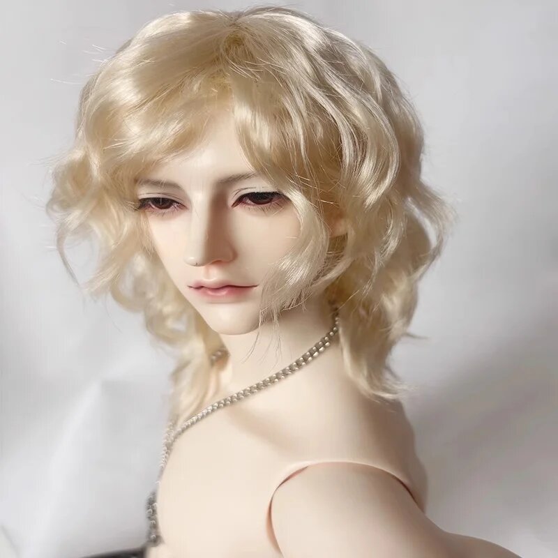 Короткий вьющийся парик для куклы BJD, бежевый, Gold wig, 1/3, 1/4, 1/6