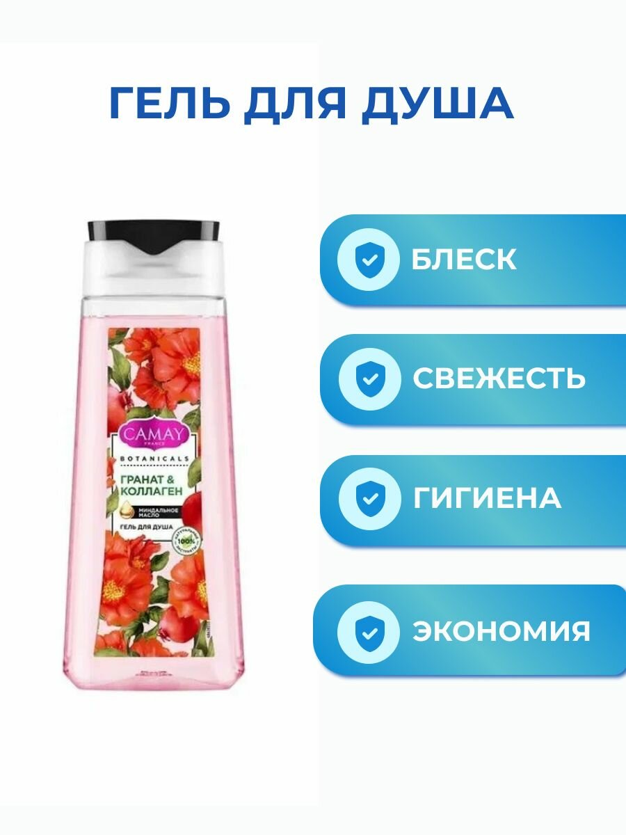 Гель для душа Camay Botanicals Цветы граната, 250мл