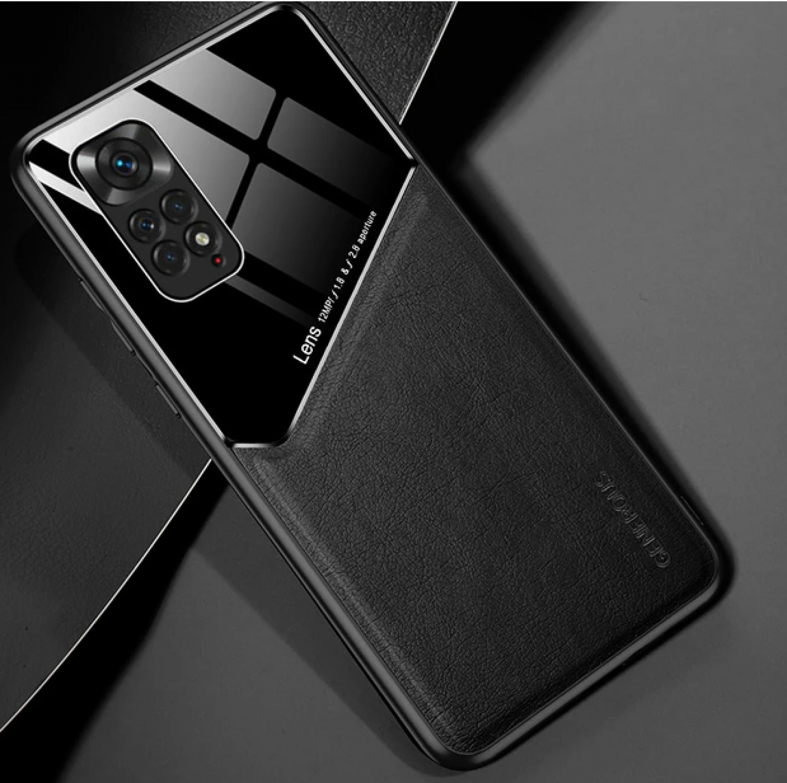 Защитный чехол MyPads для Realme C55 / Realme Narzo 55 из силикона с дизайном под кожу и стеклом, черный