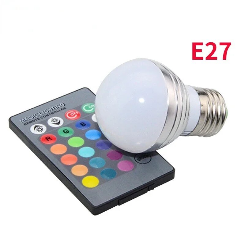 RGB светодиодная лампа E27, 3W, AC85-265V