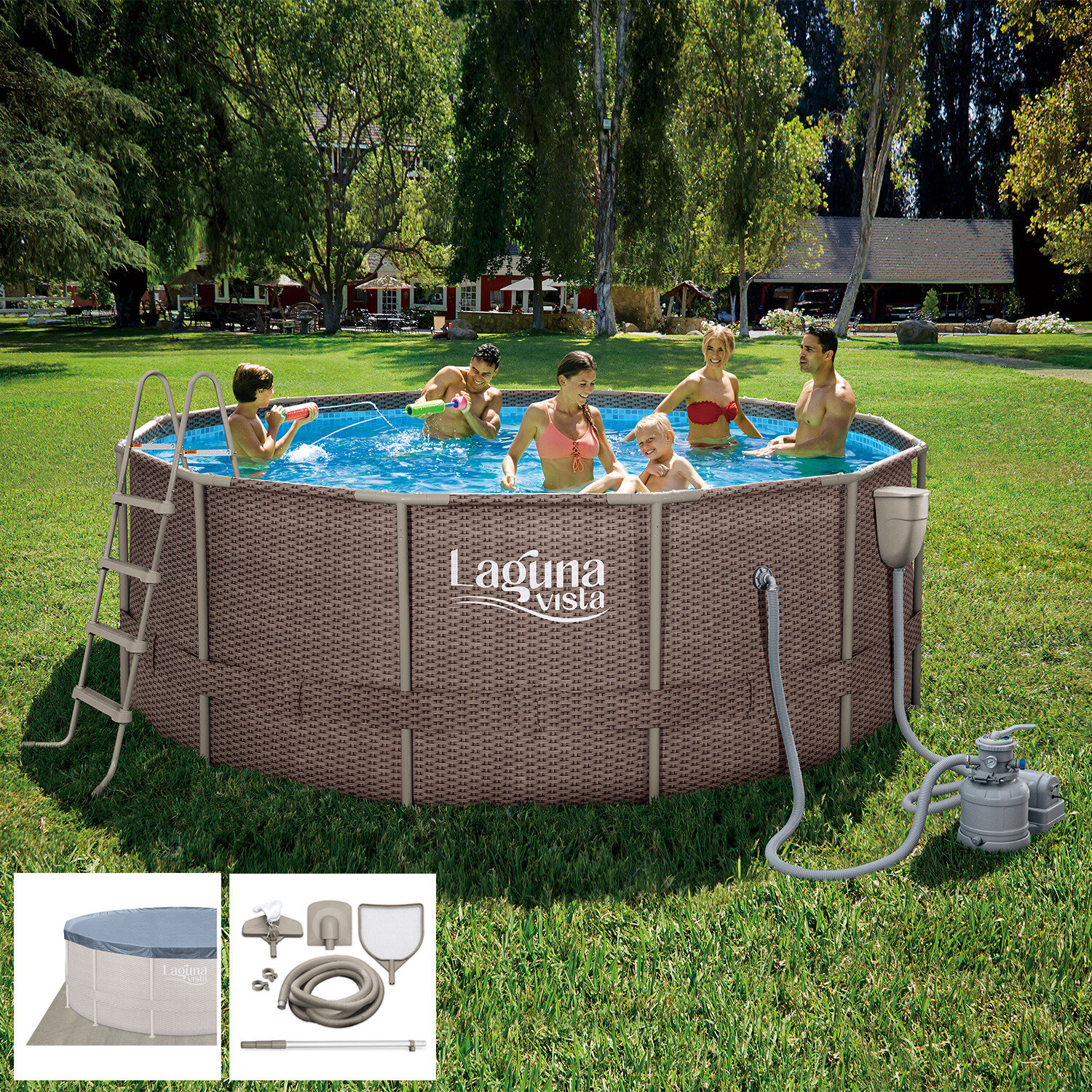 Р20-1248-S Каркасный бассейн круглый Laguna vista 366х122см, фильтр-насос песчаный 4100 л/ч