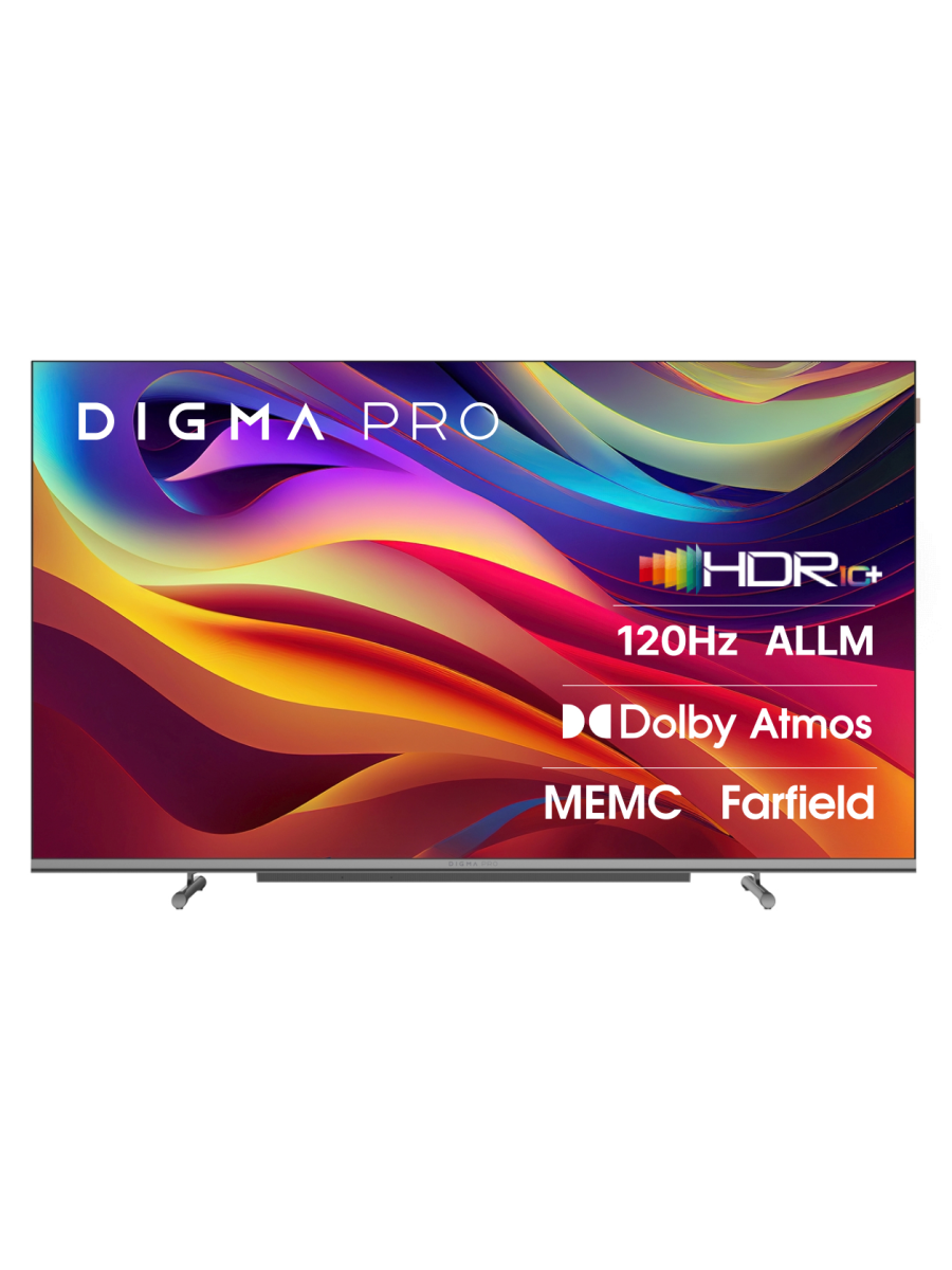 Телевизор Digma Pro QLED 55L 55" QLED, 4K Ultra HD, черный, смарт ТВ, Google TV