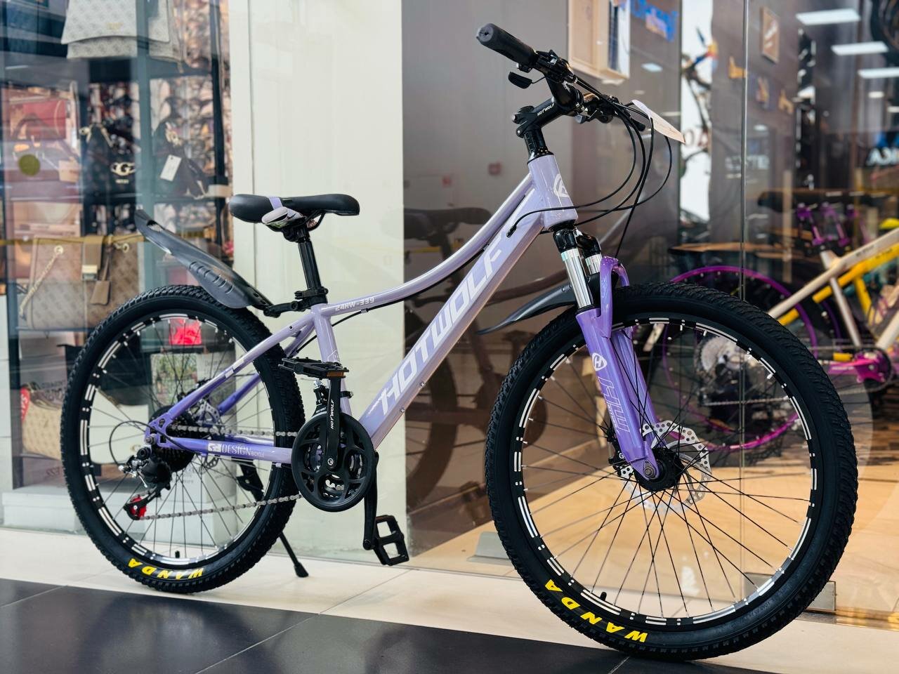 Горный велосипед подростковый HOT WOLF 339 21s 24 дюймов / для прогулки / скоростной, спортивный велик фиолетовый