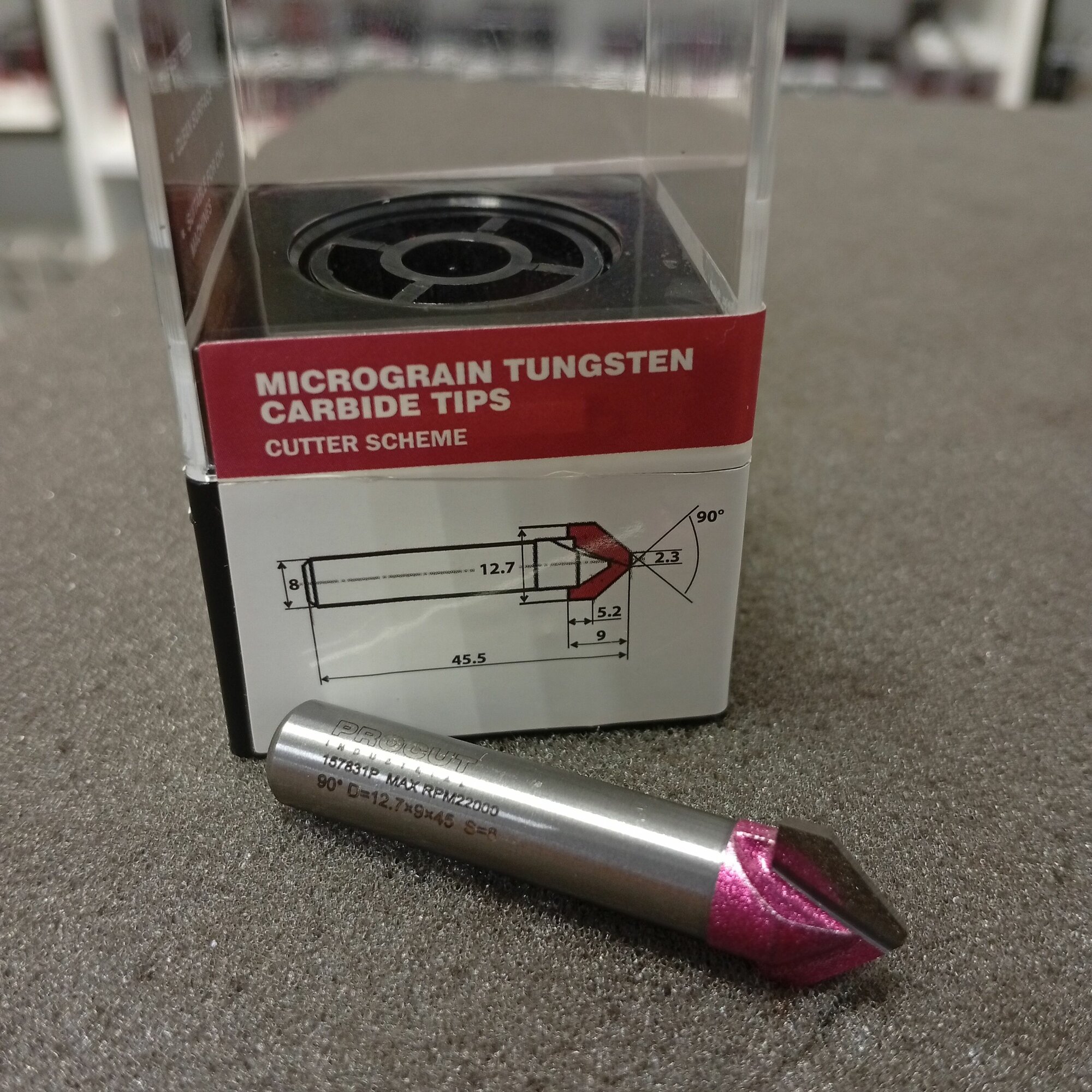 Фреза пазовая для Alucobond 45 градусов ( проф. серия) Z2 D12.7мм x12.7мм x45 мм S8 PROCUT