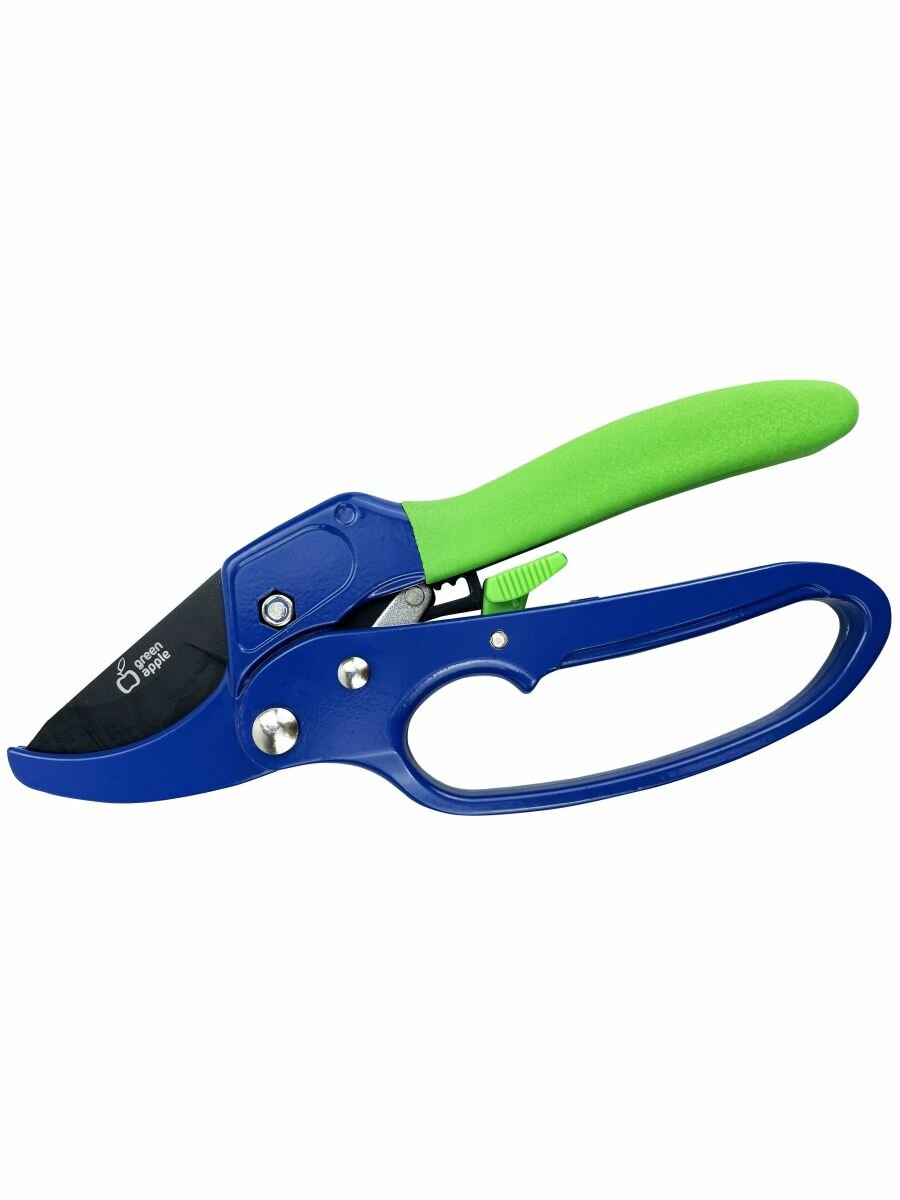 Секатор садовый GREEN APPLE GA-PR25 усиленный c храповым механизмом контактный / сучкорез садовый профессиональный