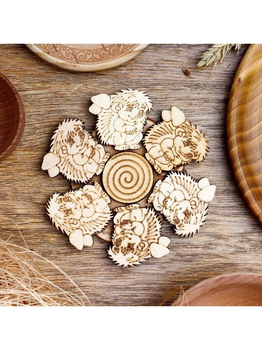 Подставка под горячее «Ёжики», d=11 см, можжевельник, цвет бежевый