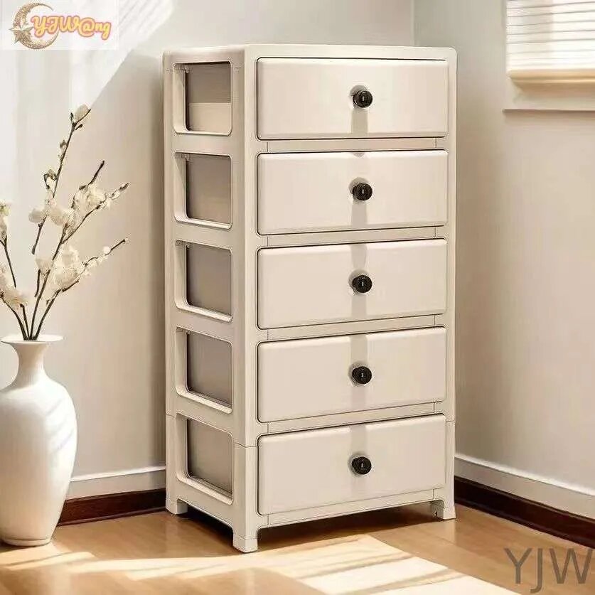 Комод пластиковый белый, 5 ящиков, 29.5х22.5x58.5 см, для хранения вещей в спальне или детской