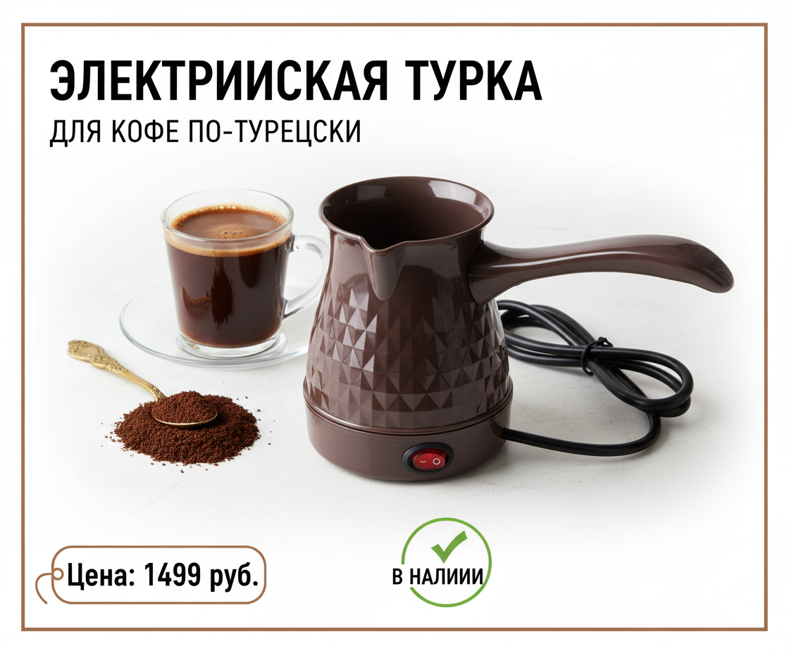 Кофеварка электрическая компактная O`Kitchen для Кофе (420 мл) черная или коричневая