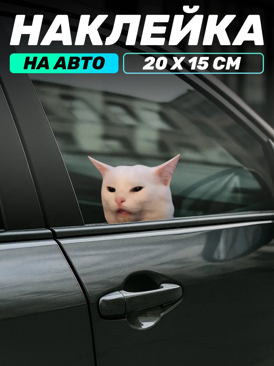 Наклейка на авто прикольная Мем Кот