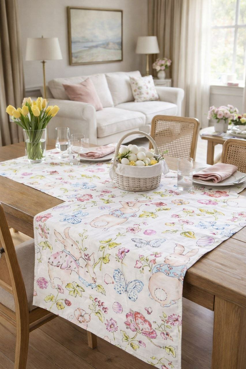 Дорожка для стола «Elpida» «Пасхальные кролики» (43х173 см)