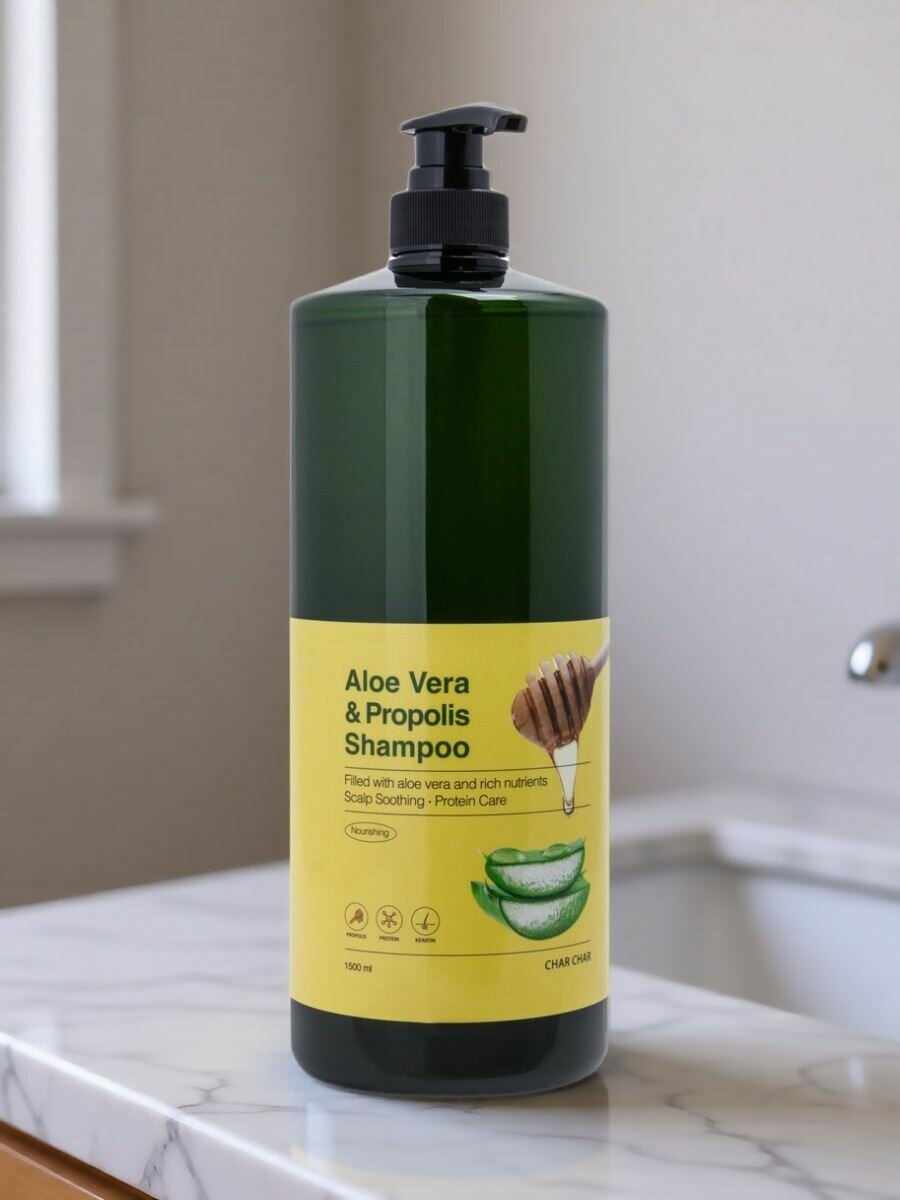 Шампунь питательный с Алоэ Вера и Прополисом 1.5 л, Ю. Корея