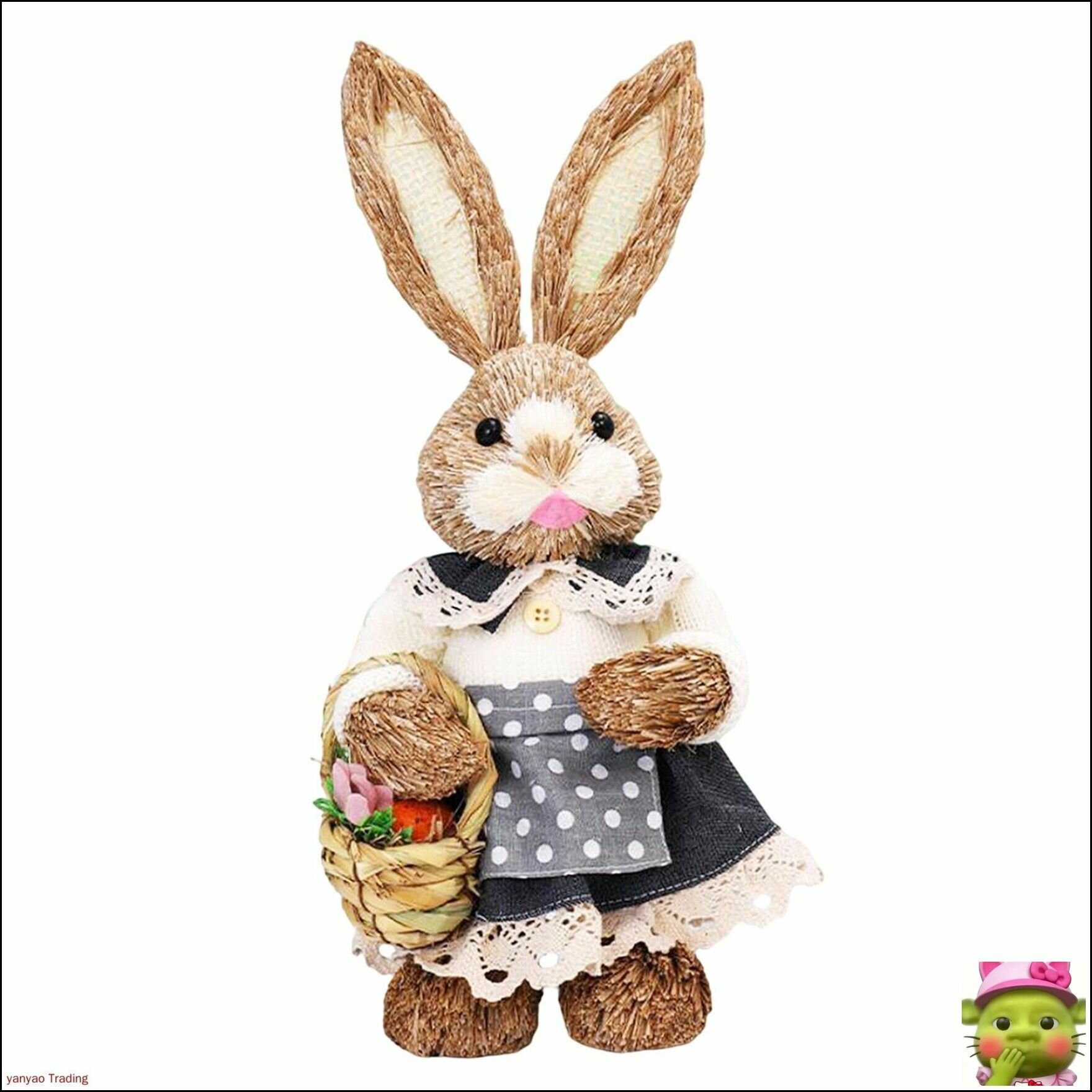 Декоративная фигурка кролика из соломы, пасхальный зайчик, ручная работа, высота 35 см, украшение для сада и террасы