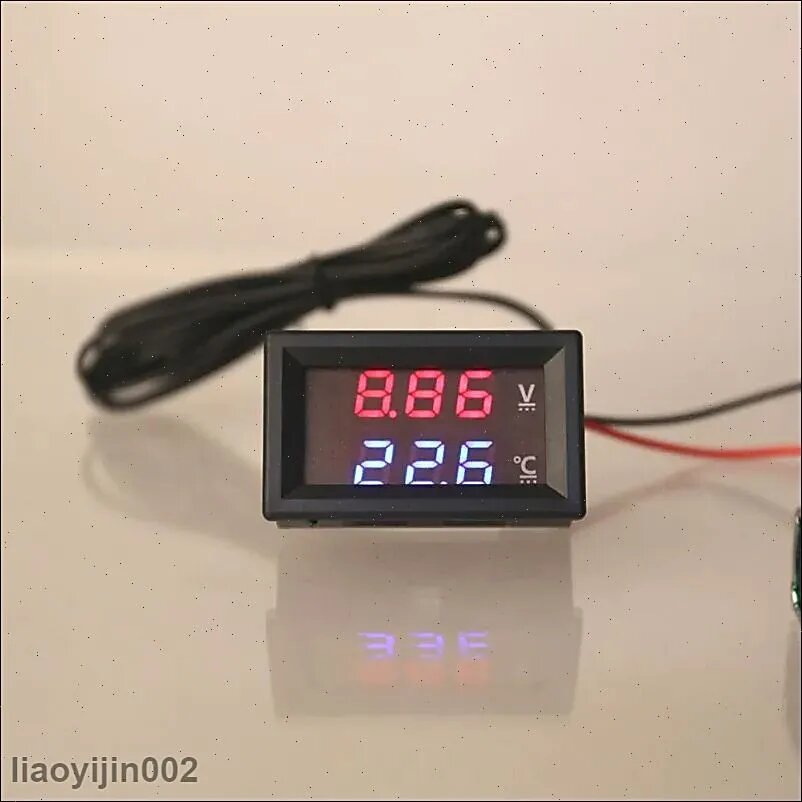 12V 24V Автомобильный вольтметр Светодиодный цифровой дисплей Панель датчика температуры