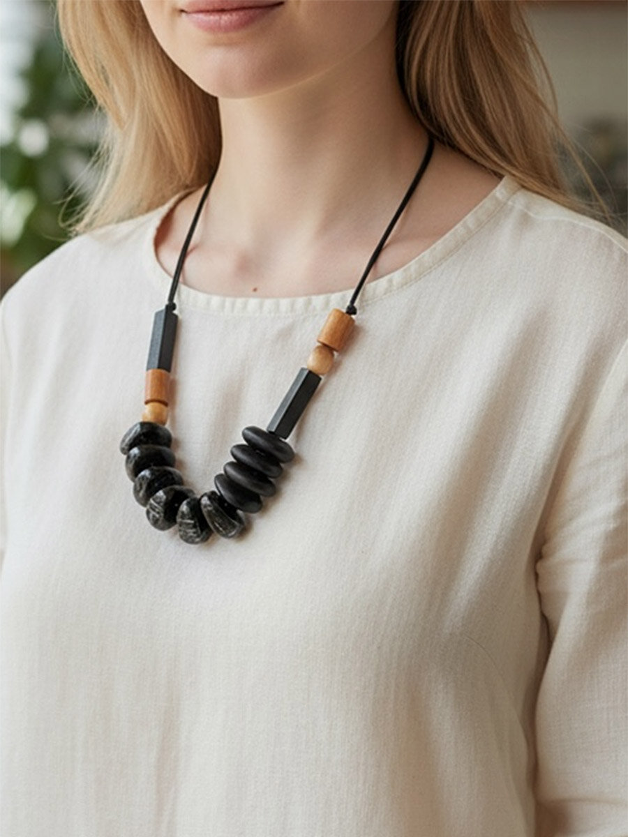 Бусы, дерево, пластик