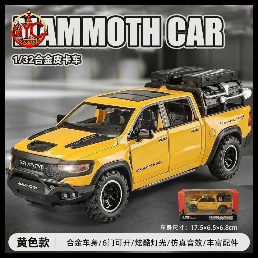 Машинка металлическая в подарочной коробке RAM Mammoth 1:32, Коллекционная модель машины для взрослых, Игрушечный автомобиль с звуковыми и световыми эффектами для детей