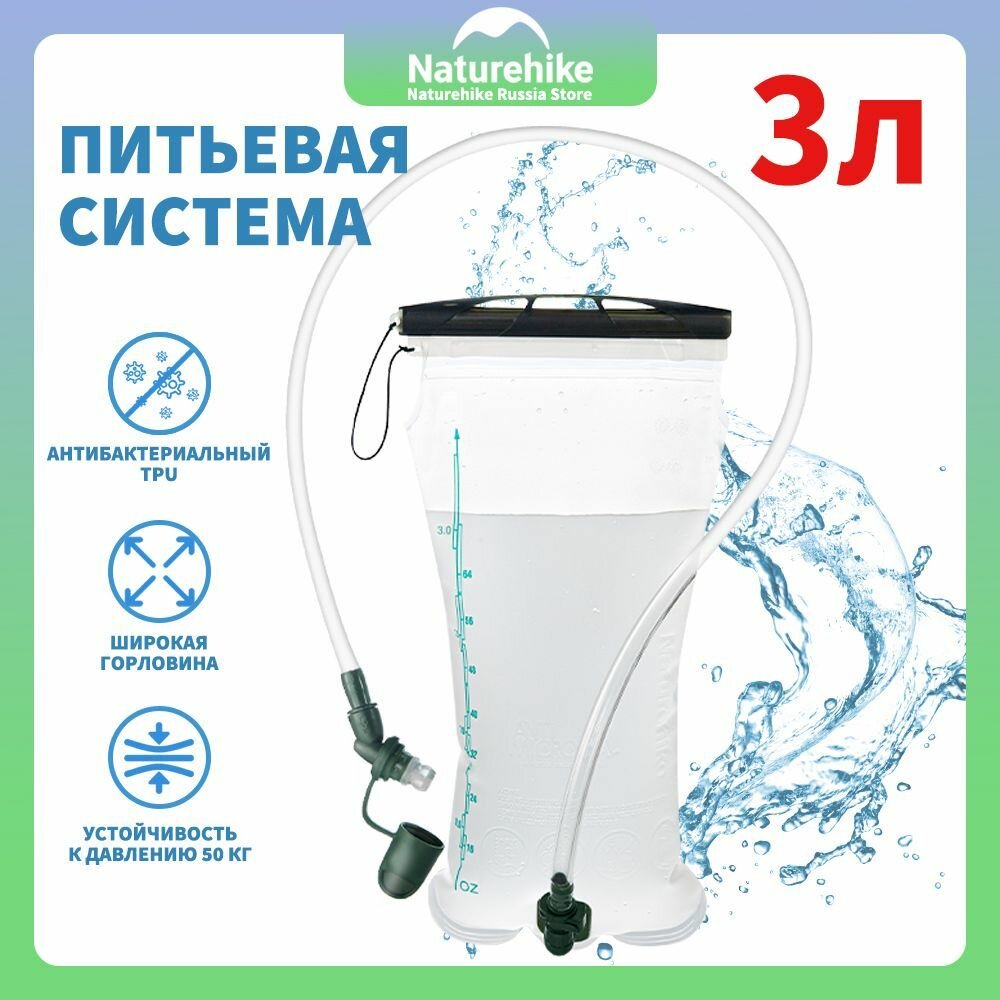 Гидратор, питьевая система, антибактериальный TPU, Naturehike Cloud spring, 3л