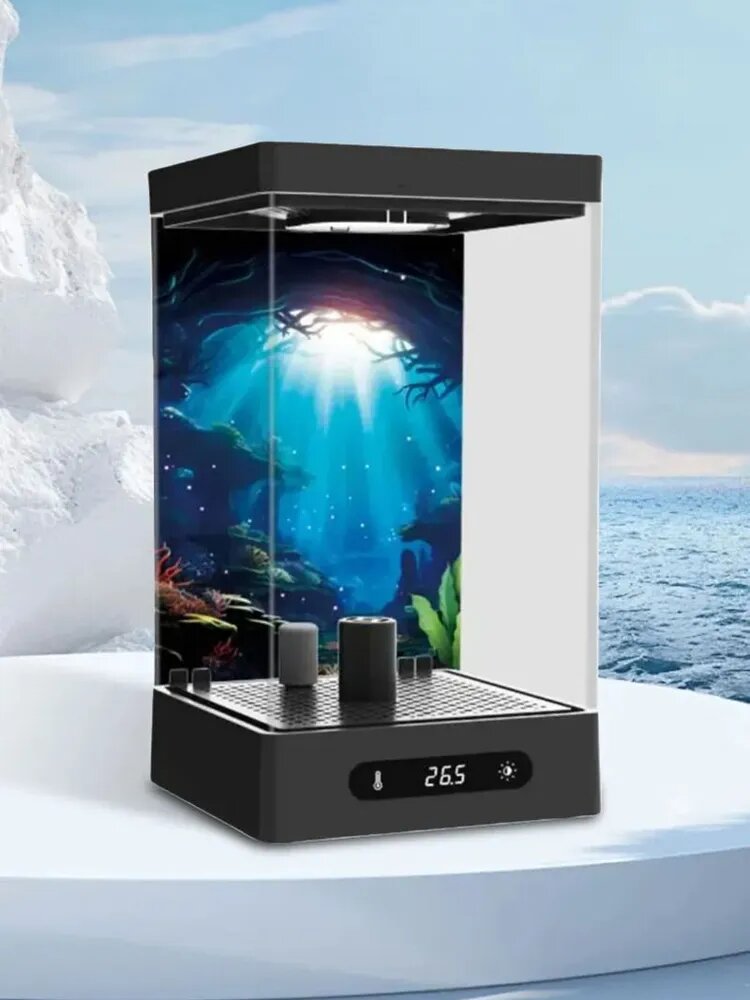 Умный аквариум для петушка с интеллектуальным освещением и подогревом