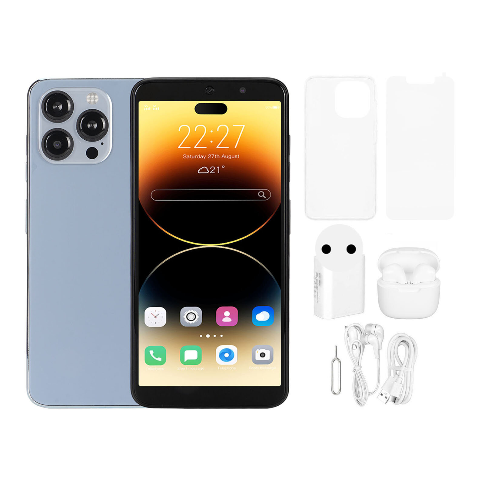Разблокированный смартфон Android 11.0: 6.1 дюйма, ультратонкий, 1440x3040, 16 МП+8 МП, разблокировк
