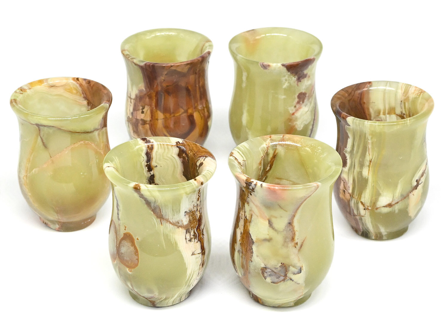 Набор подарочный стопки из оникса 6 шт 50*50*70мм в бархатной упаковке. .