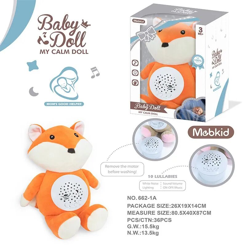 Интерактивная игрушка Baby Doll MY CALM DOLL Лиса S музыкальная светящаяся унисекс ABS пластик