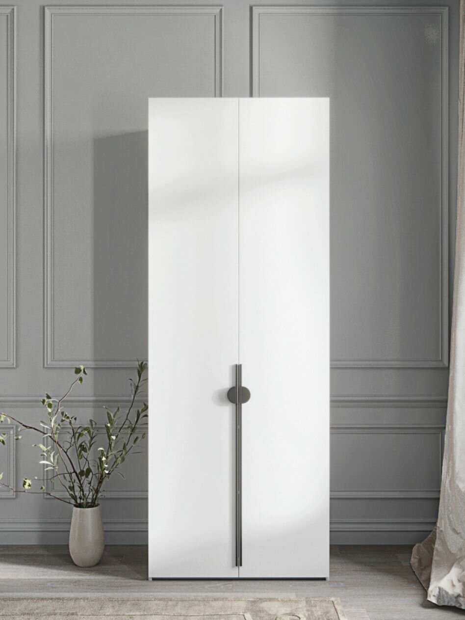 Casa Mia 100x50x210 см. шкаф в детскую комнату распашной с ящиками и полками, 2-дверный, белый, ручка скоба 448 мм