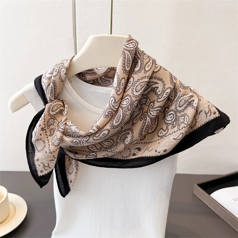 Шарф на шею с paisley, черный FW--21-Black