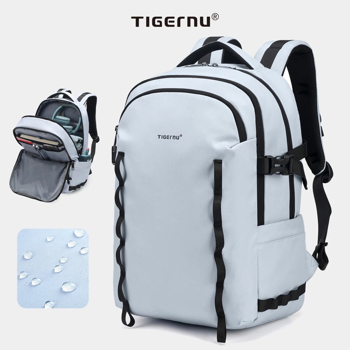Рюкзак Tigernu Белый/Blue, унисекс, повседневный