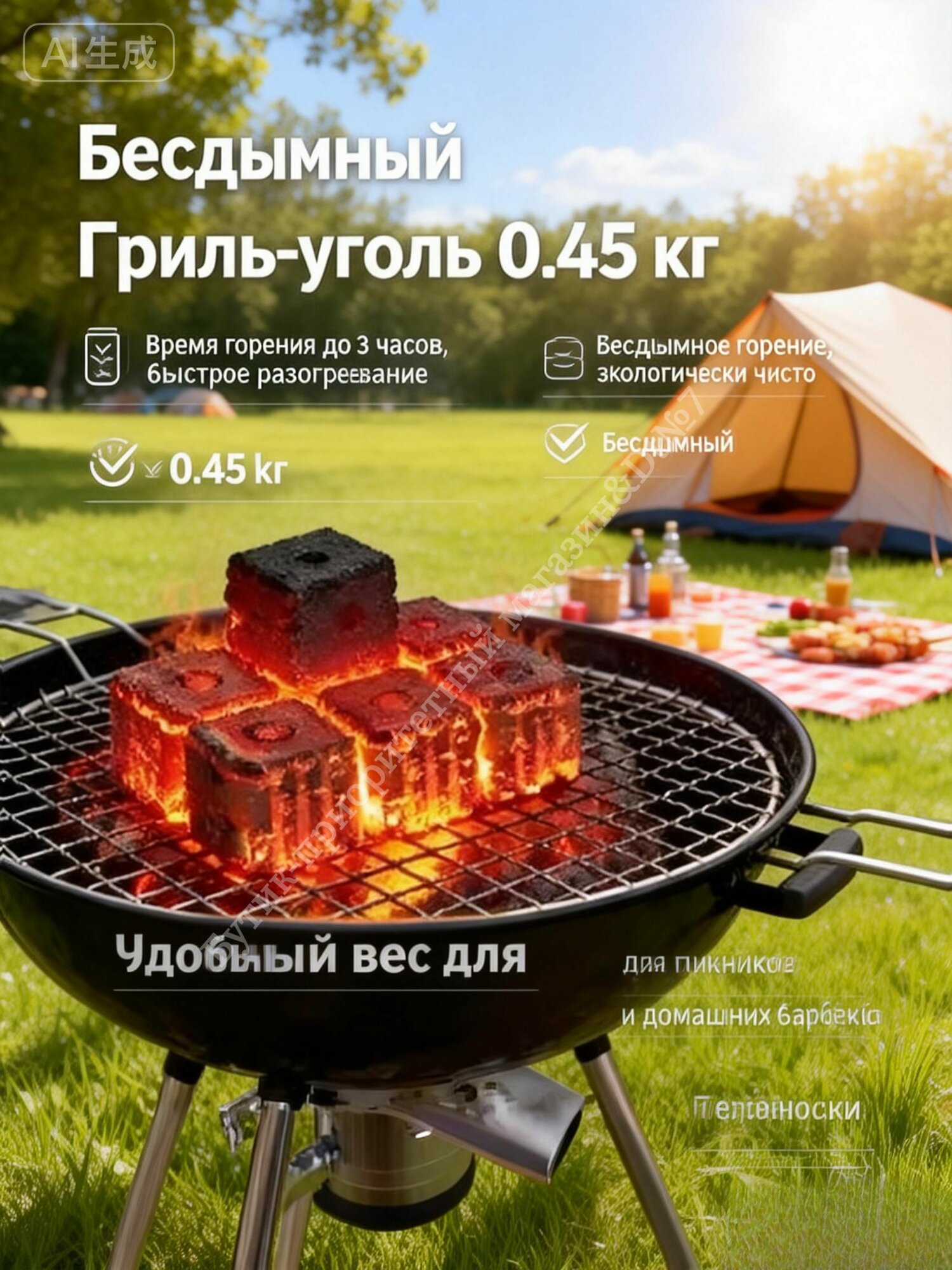 Бесдымный Гриль-уголь 0.45 кг