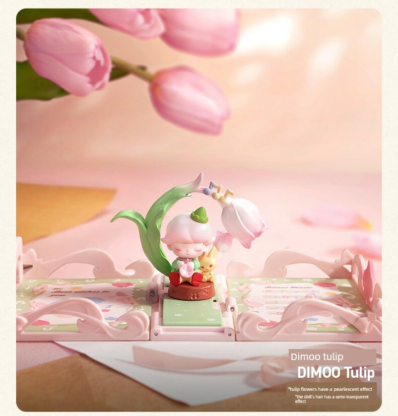 POP MART DIMOO Тюльпан Мини-Фигурка Слепой Бокс Коллекционная Игрушка - Новинка 2023, Подарок для Него, Высота 8 см