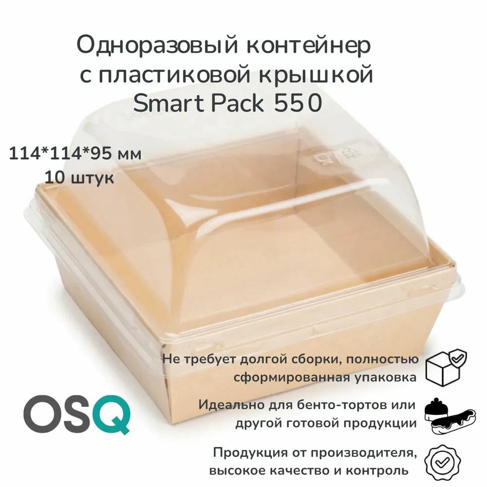 Коробка для торта бенто (11,4 х 9,5 см, 10 шт) с прозрачной пластиковой крышкой, набор маленьких квадратных контейнеров упаковки пирожных десертов