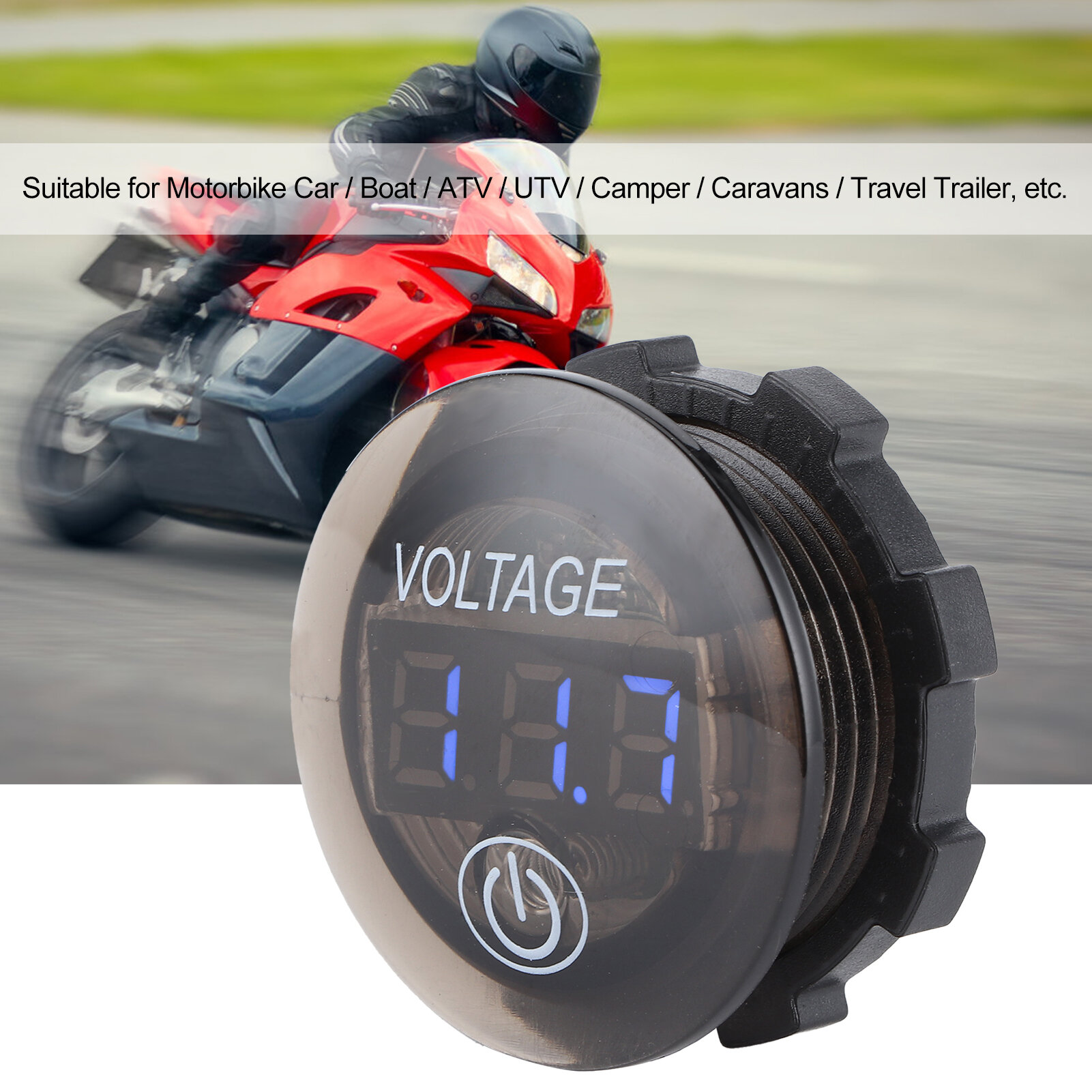 Универсальный светодиодный цифровой вольтметр постоянного тока, измеритель напряжения автомобильного аккумулятора, 12 24 В, с сенсорным переключателем, синий
