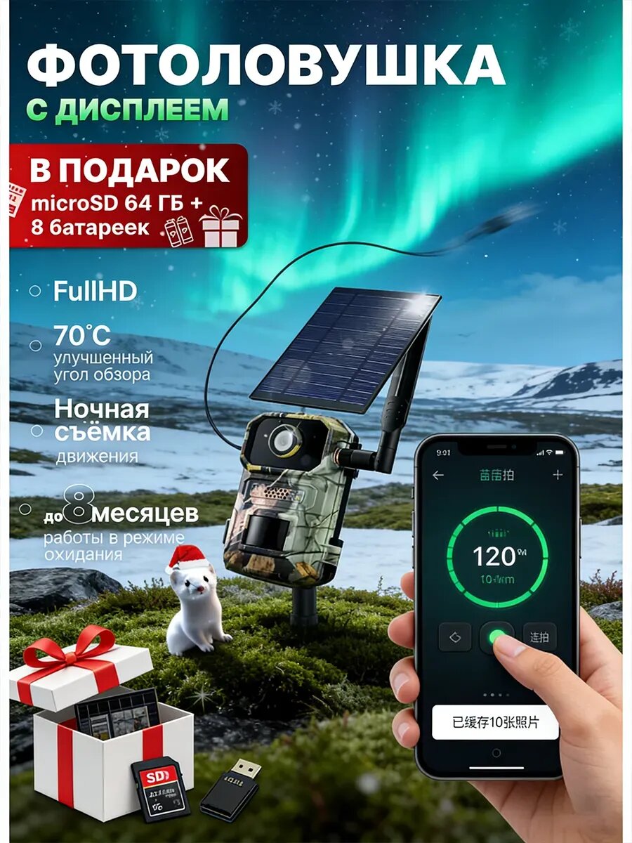 Лесная 4К/4G фотоловушка Филин Pro HC810 (Orig) (M57866UL) с приложением для телефона ФилинCam с SIM картой. Невидимая ночная ИК подсветка. Видео 4