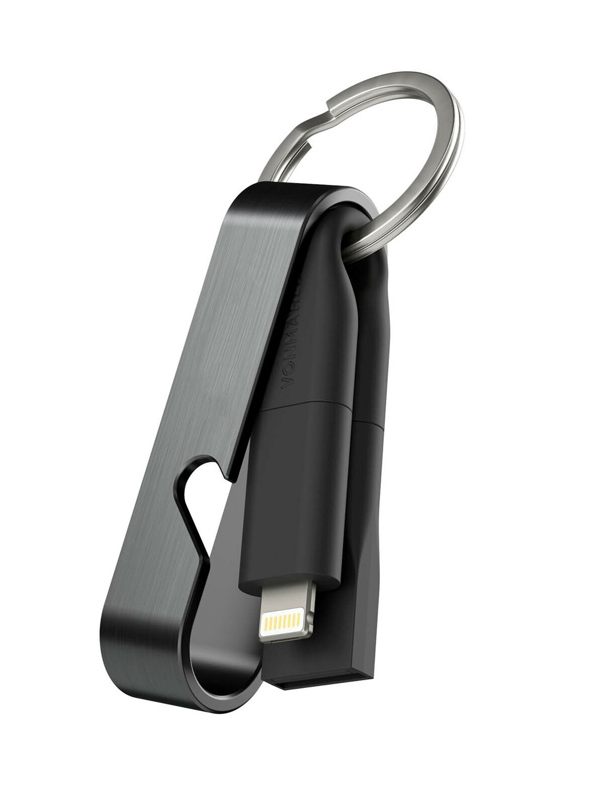 Кабель USB-C с брелоком Vonmahlen High Six, переходники Lightning, Micro-USB, черный, HSI00028