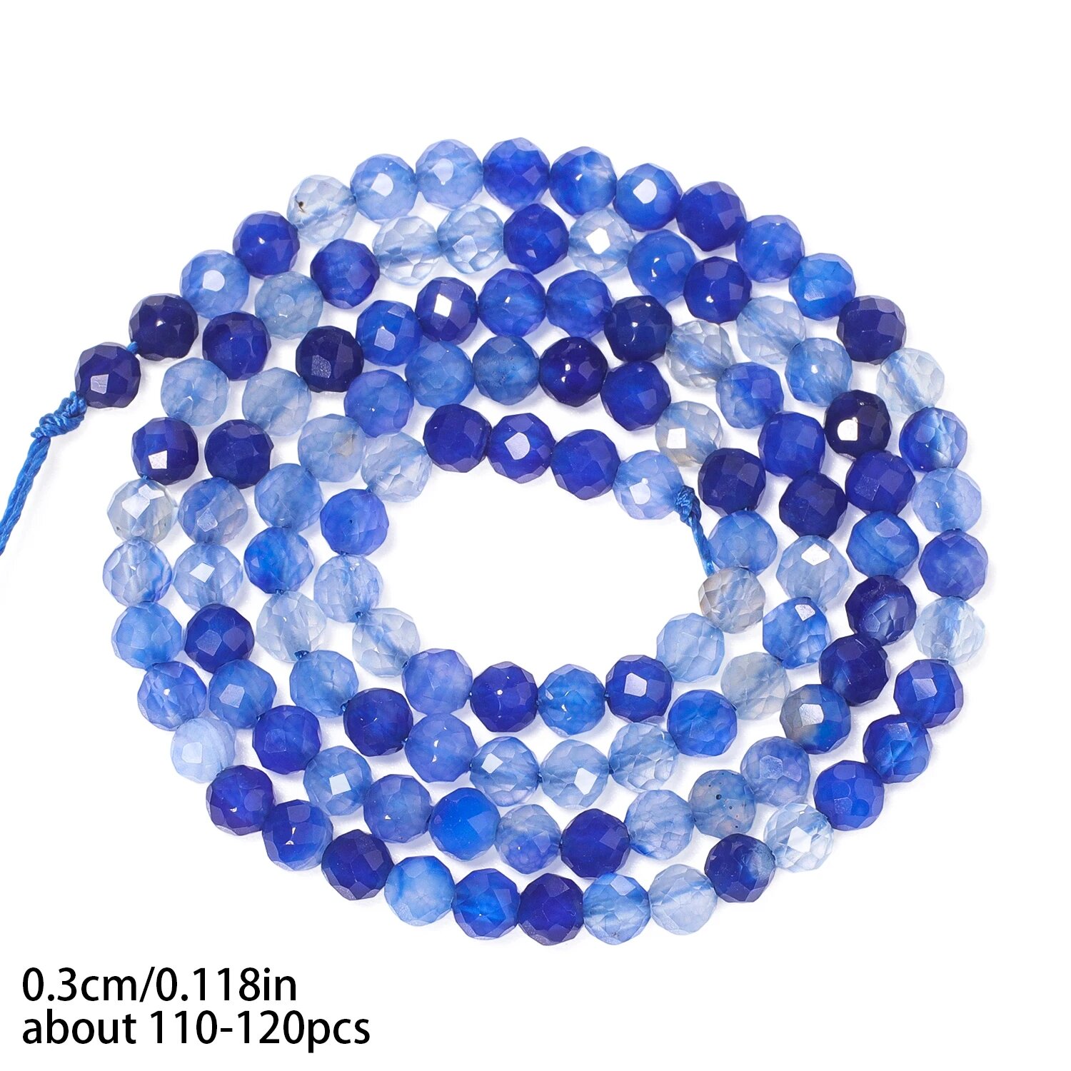 Куою Бусины из лазурита и агата 2-4 мм Синий, Blue Agate 3mm