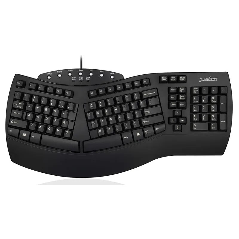 Perixx PERIBOARD-512 - Эргономичная USB-клавиатура, черная, мембранная, для настольного компьютера