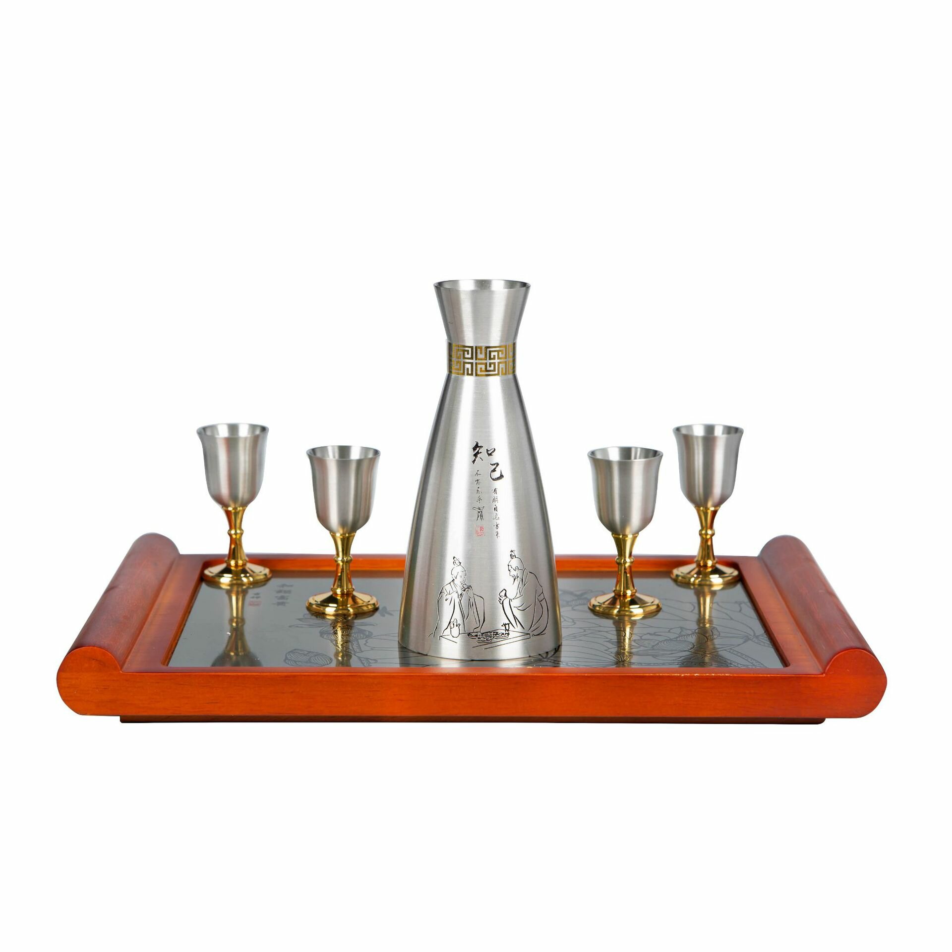 Диспенсер для вина "Дружба", винная фляга из чистого олова, в китайском стиле для домашнего использования, креативный деловой подарок, винный кубок в старинном стиле, винные принадлежности, легкий роскошный подарок.