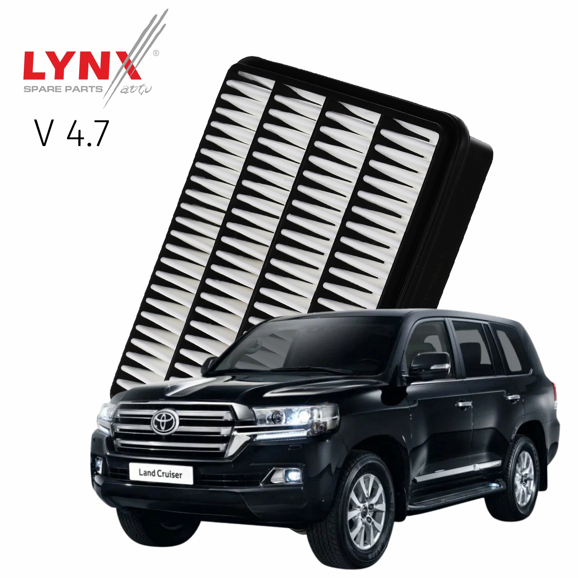 Фильтр воздушный Toyota Land Cruiser (11) / Тойота Ленд Крузер 2007 2008 2009 2010 2011 2012 V4,7 2UZ-FE / 1шт LYNXauto