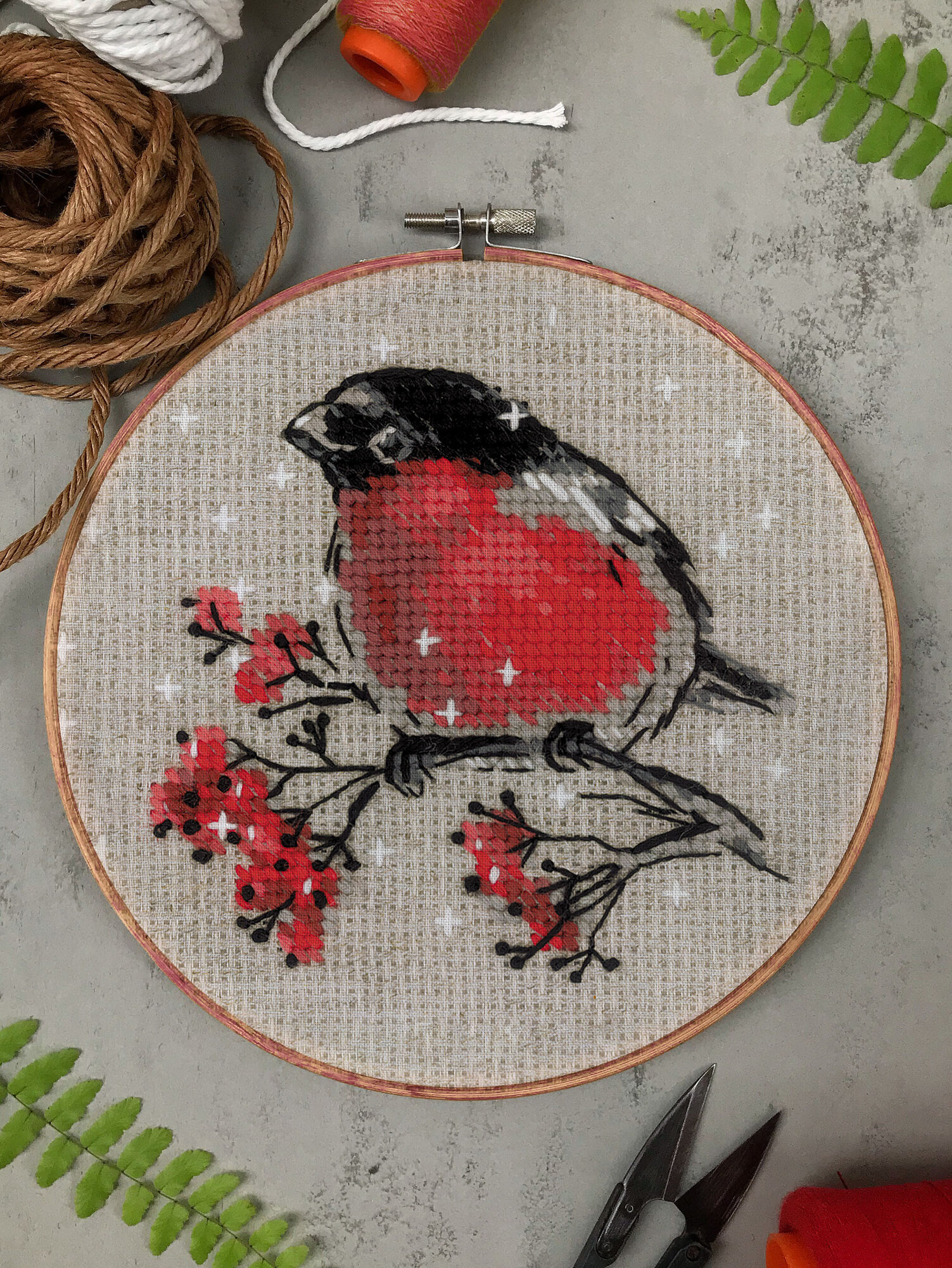 Набор для вышивания крестом Риолис, вышивка крестиком "Зимний гость", 10*10 см, 2132