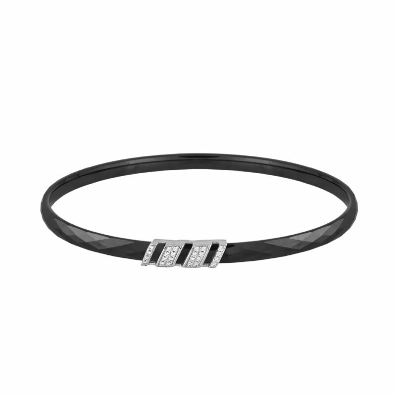 Браслет, серебро, 925 проба, керамика, фианит