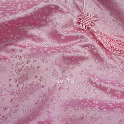 Шелковая вискозная ткань Hanfu с цветочным принтом Розовый, pink